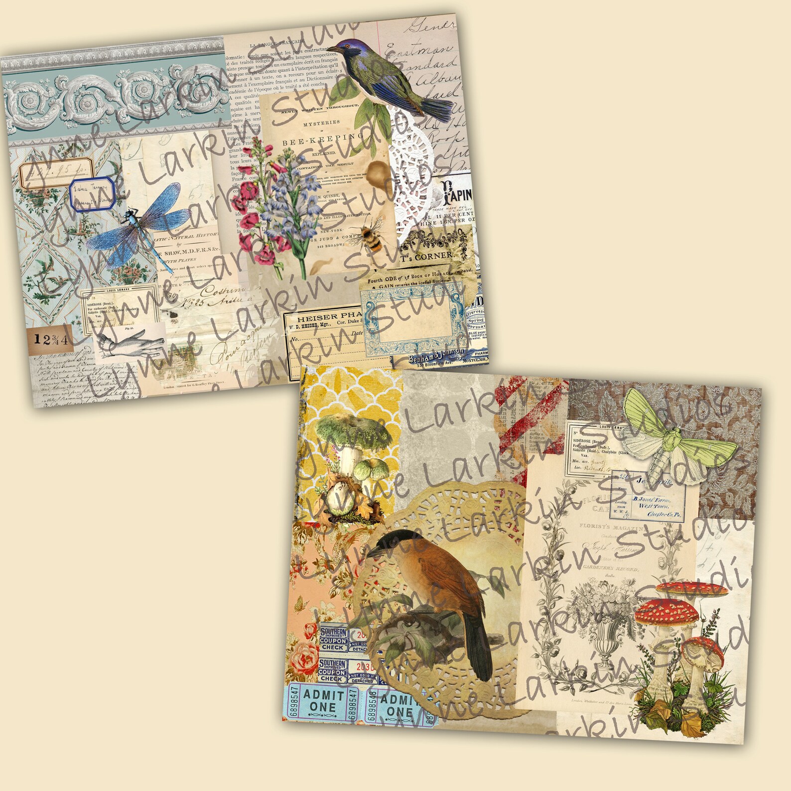 Carlisle- Digital Download Journal Pages Backgrounds Tear Sheets With ...