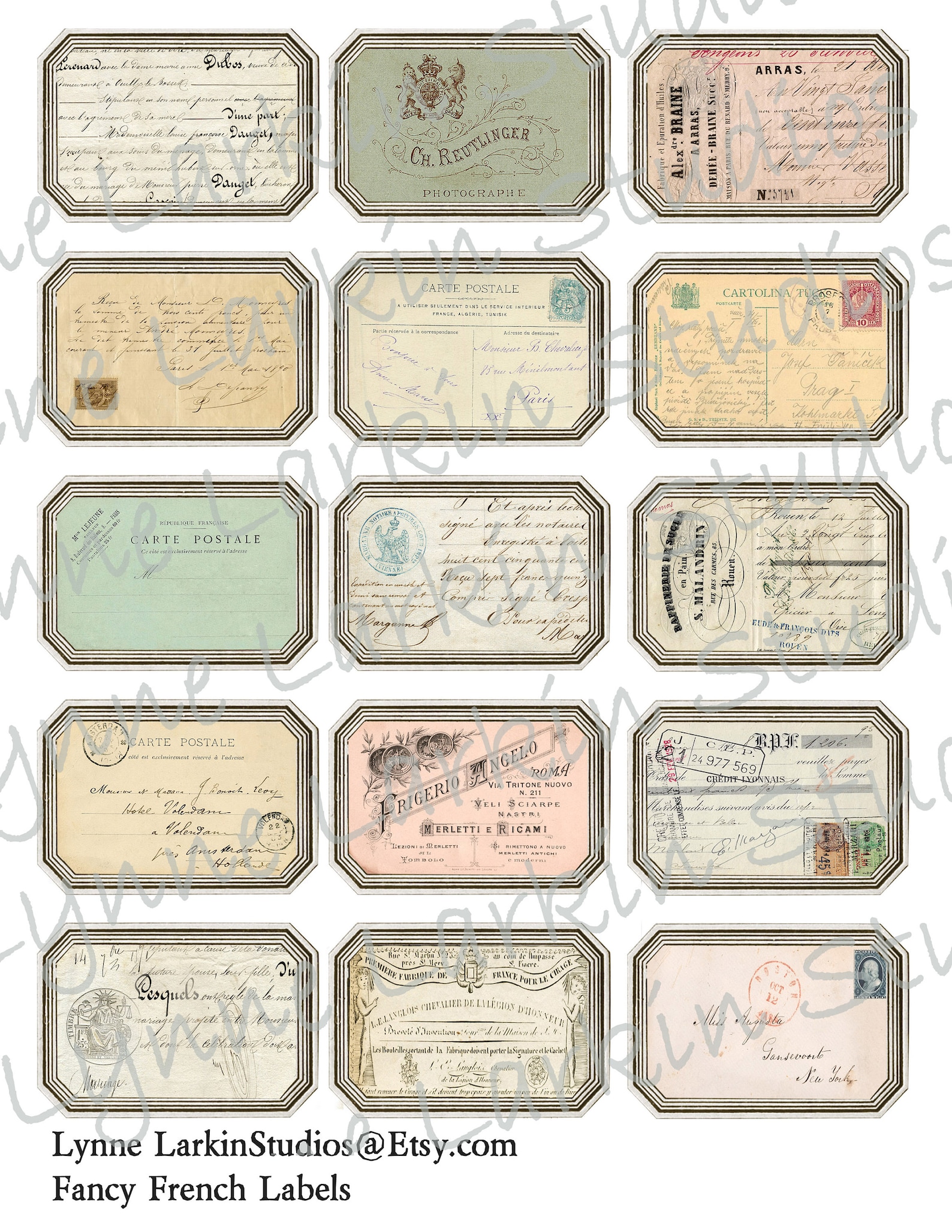 Fancy Fench Labels 3 Sizes INSTANT DOWNLOAD Digital Paper Vintage ...