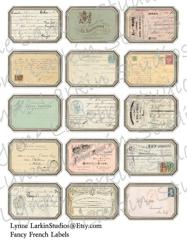 Fancy Fench Labels 3 Sizes INSTANT DOWNLOAD Digital Paper Vintage ...