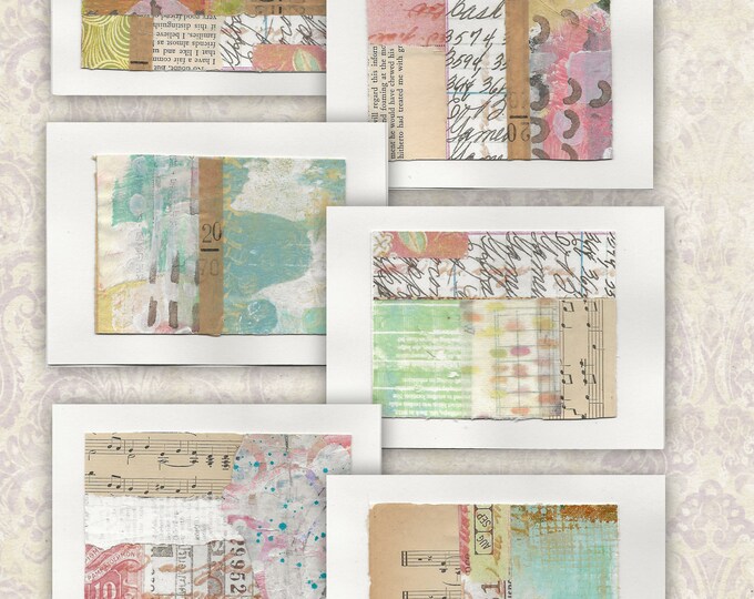 Collage Notecards Abstract Mixed Media Each OOAK Set of 6 Art Cards - Etsy
