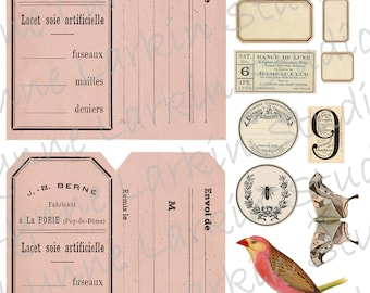 French Blue Tag Set 2 INSTANT DOWNLOAD Digital Paper Vintage Labels ...