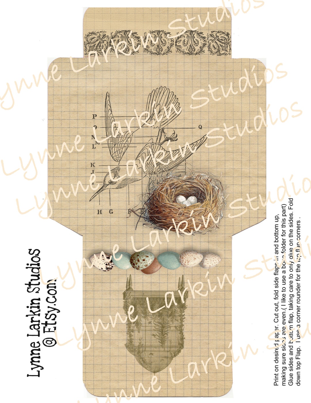 Digital Download DIY Envelope Bird With Cage Print Your Ownunk Journals ...