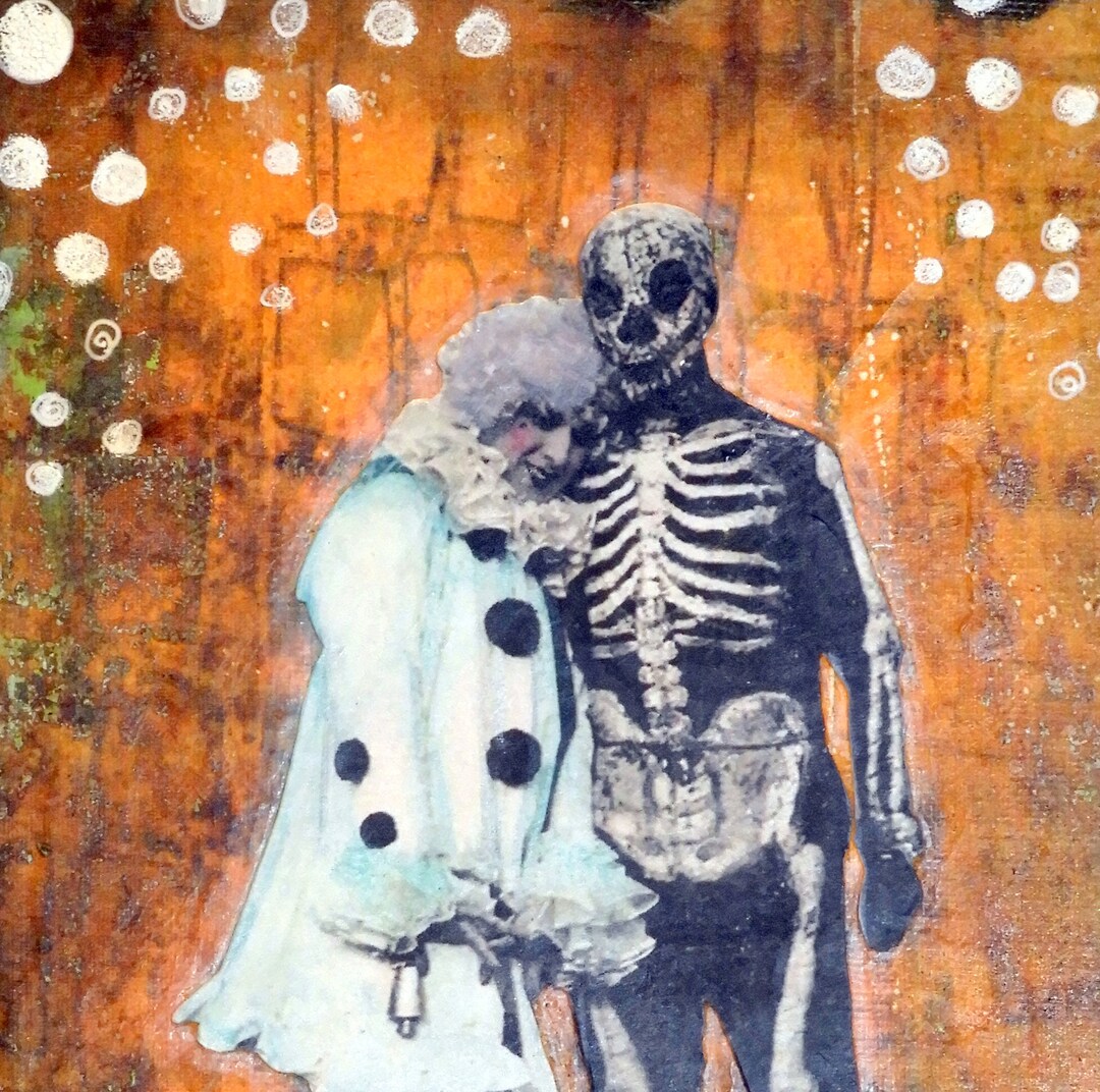 Mixed Media Collage 'dance Macabre' Fantasy Horror Nightmare Outsider ...