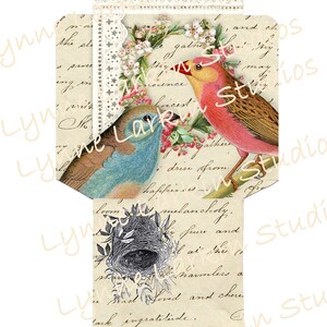Digital Download DIY Envelope 2 Birds With Wreath Print Your Own for ...