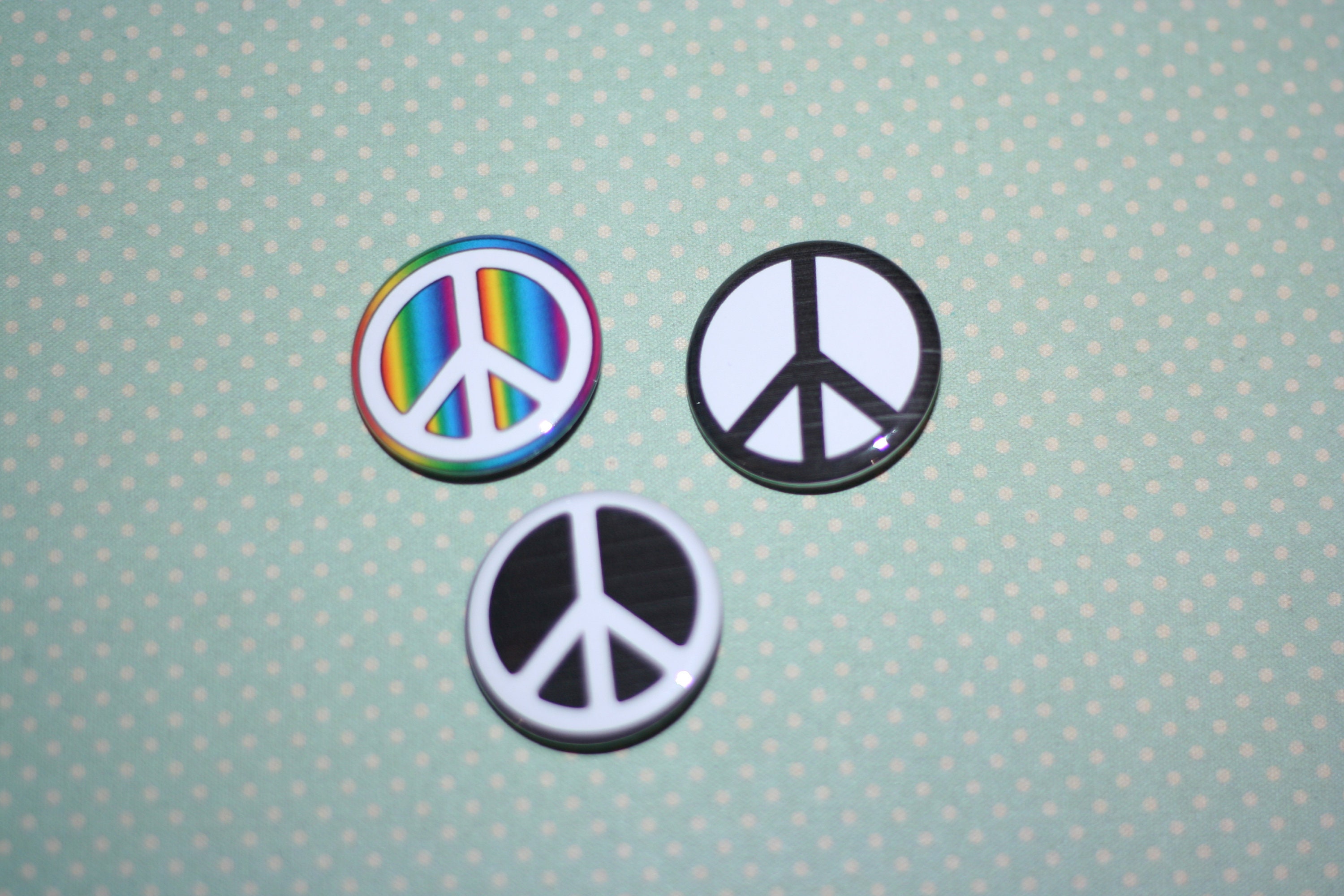 Hippie Peace Sign 60"s Flower Power Pin Back Buttons Set of 5 T 1.25 ...