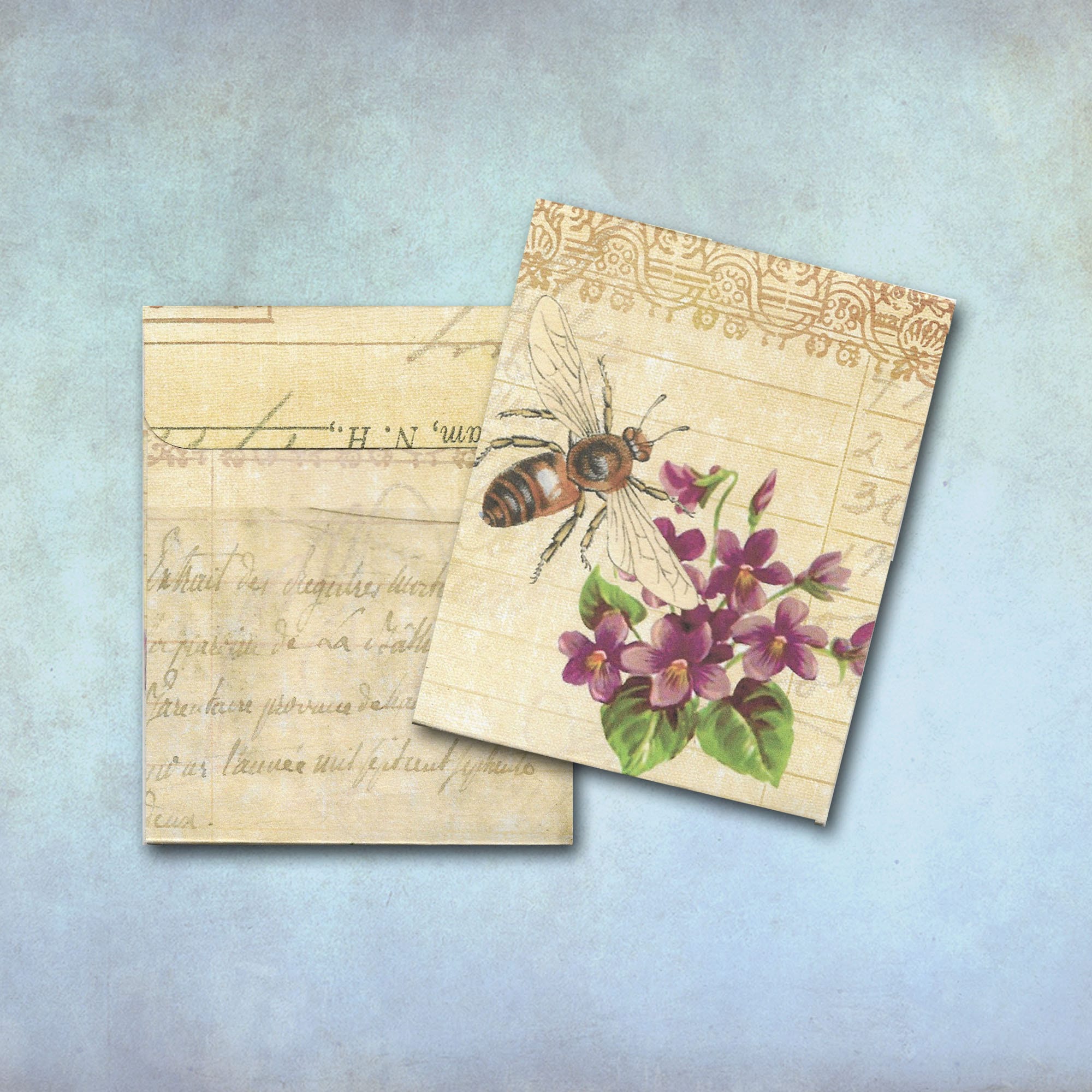 Digital Download DIY Envelope Vintage Bee With Violets~~print Your Own ...