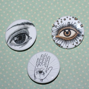 Eyes, Eyes and More Eyes Pin Back Buttons Set of 5 T 1.25" Pin Back ...