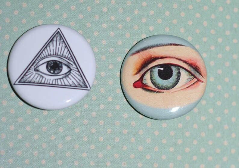 Eyes, Eyes and More Eyes Pin Back Buttons Set of 5 T 1.25" Pin Back ...