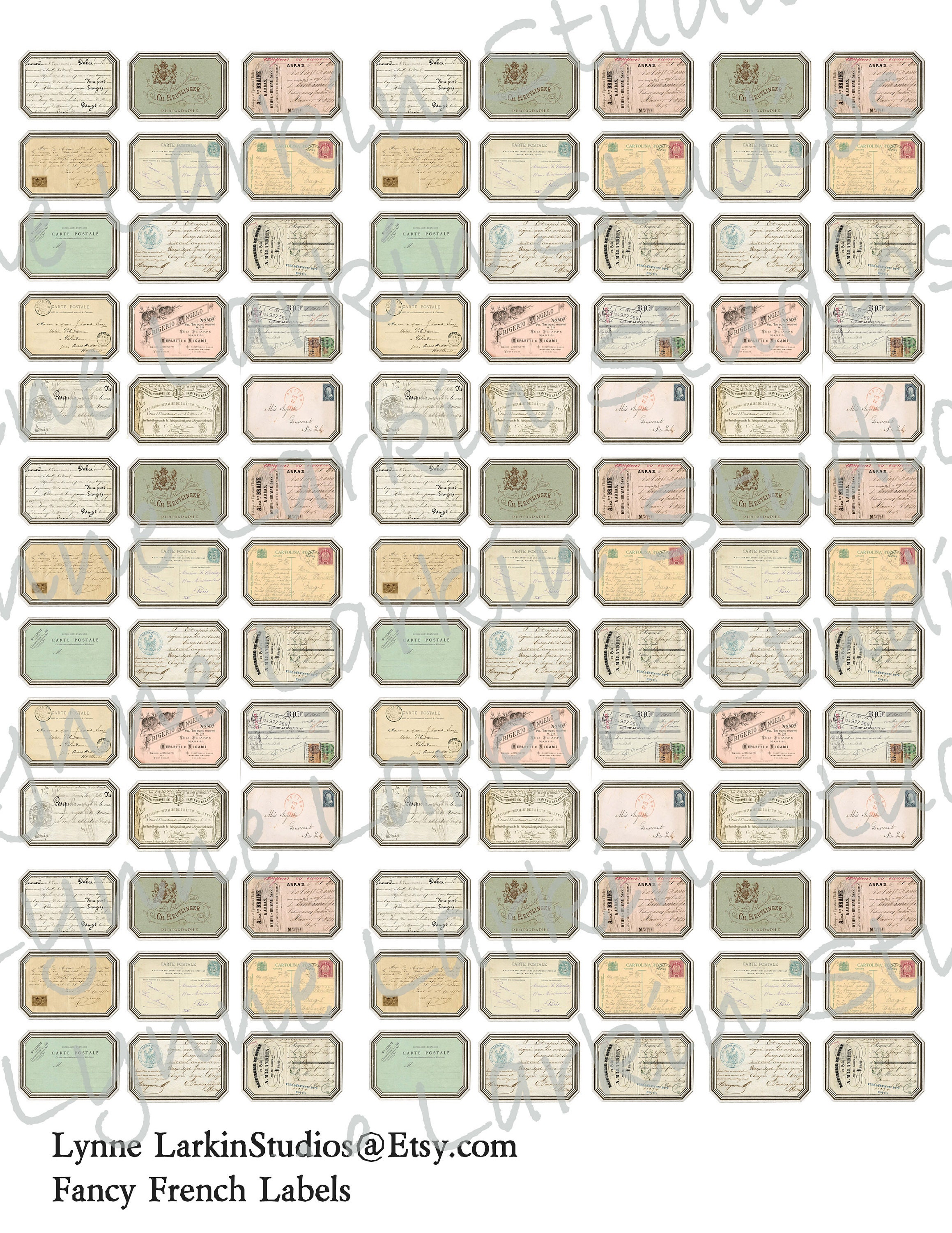 Fancy Fench Labels 3 Sizes INSTANT DOWNLOAD Digital Paper Vintage ...
