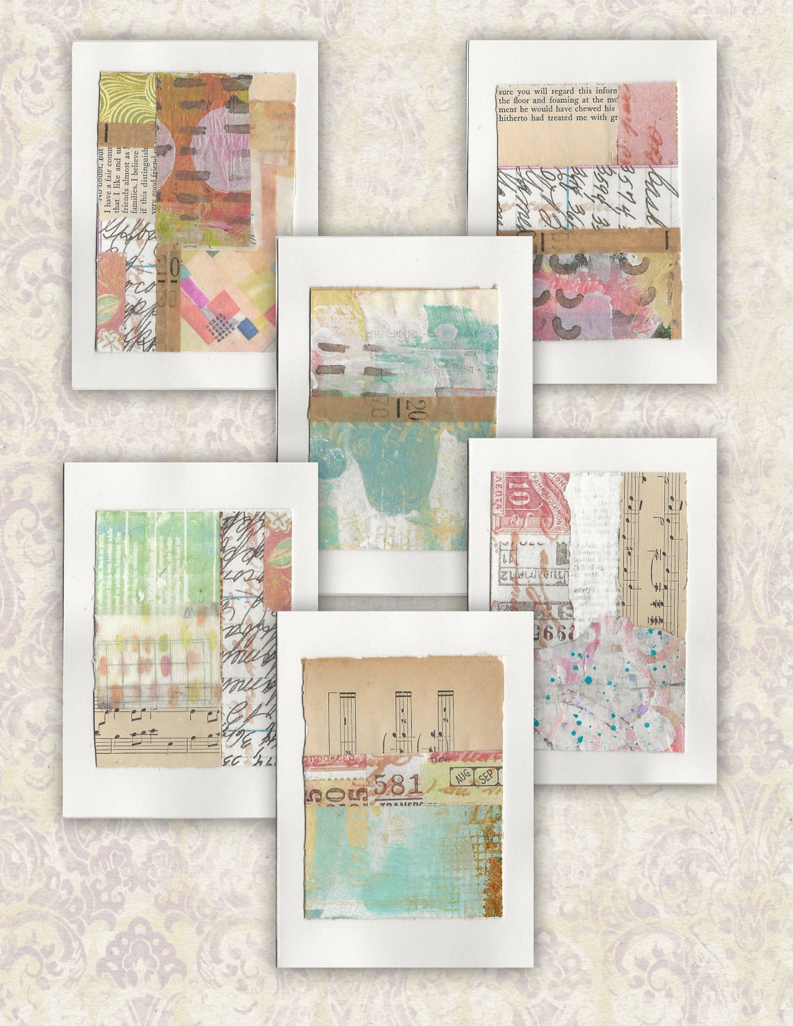 Collage Notecards Abstract Mixed Media Each OOAK Set of 6 Art Cards - Etsy