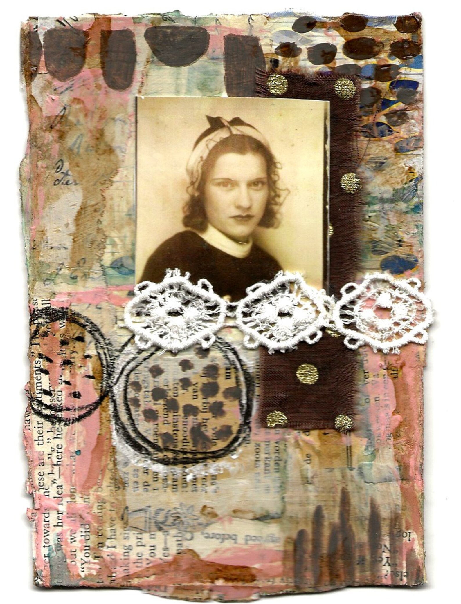 Mixed Media Collage With Vintage Photo Nostalgic Women Girl - Etsy