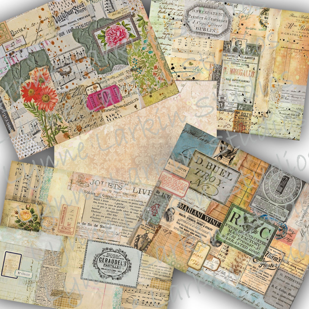 5 Digital Download Journal Background Collage Scrapbooking Tear Sheets ...