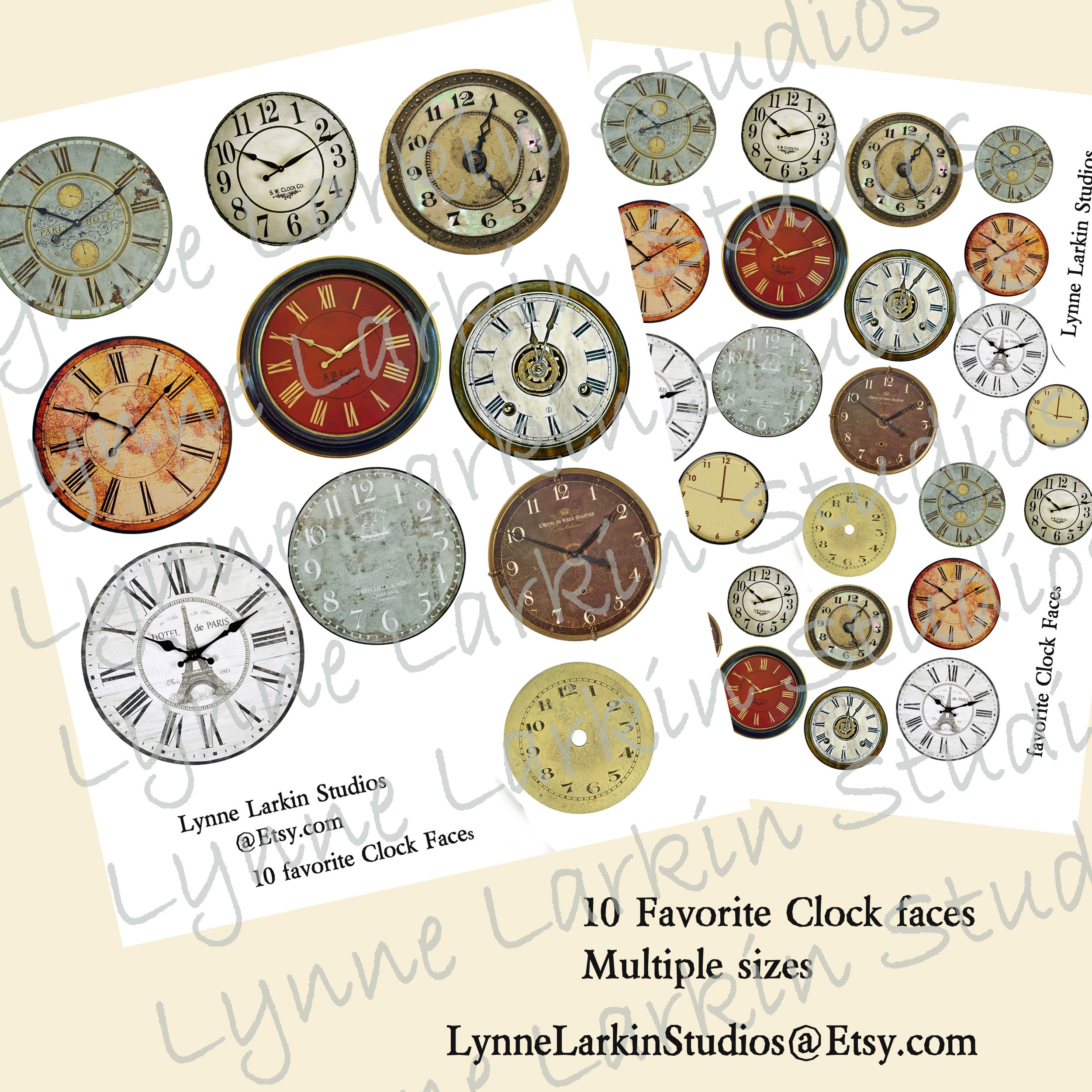 MY FAVORITE CLOCKS Digital Download Elements for Collage, Mixed Media ...