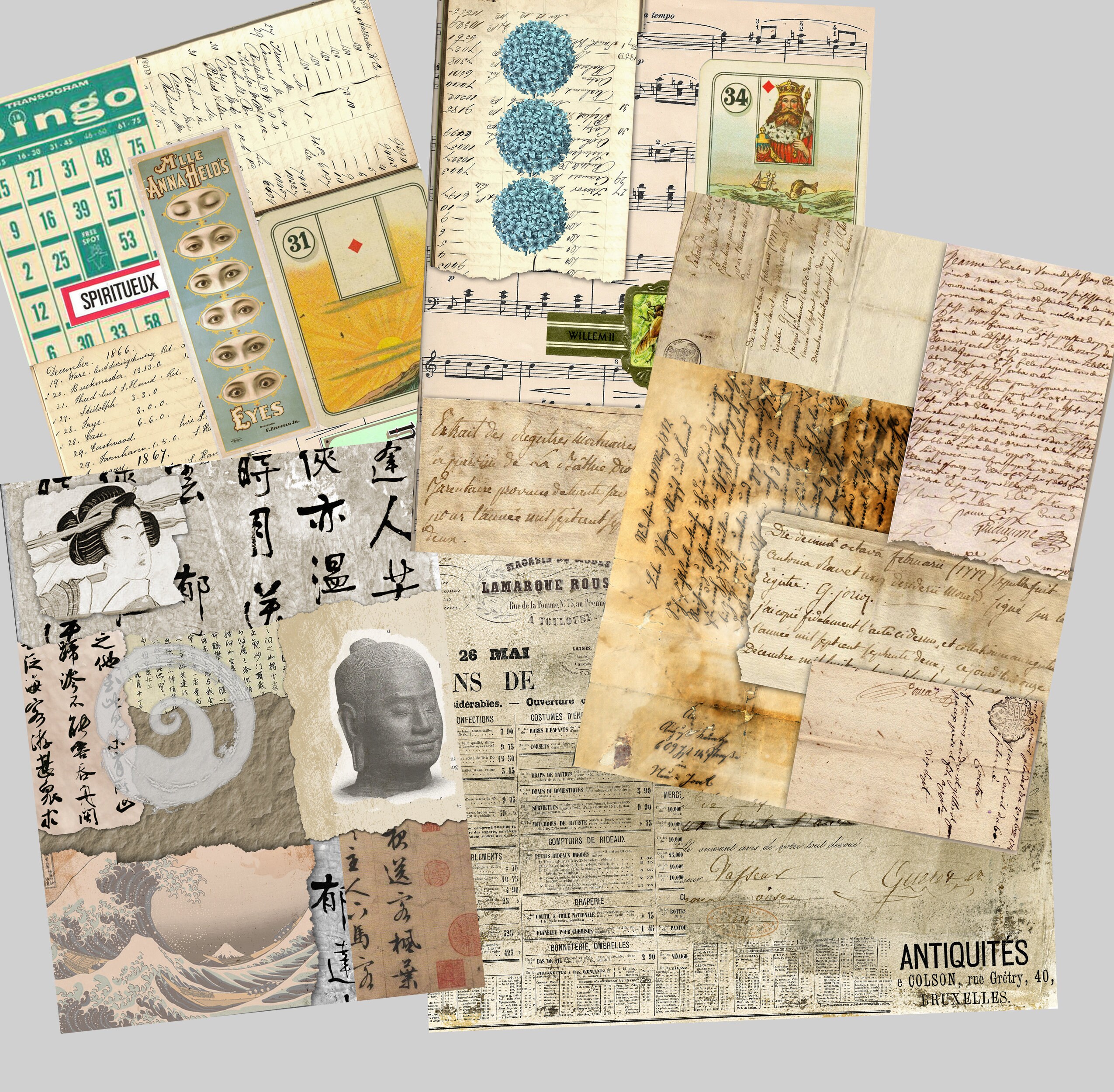 5 Digital Download Tear Sheets Backgrounds Mixed Media 8.5" X 11 ...