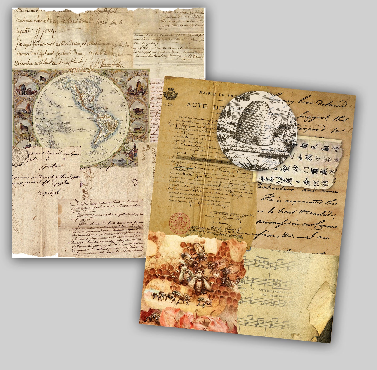 5 Digital Download Backgrounds Tear Sheets Mixed Media 8.5" X 11 ...