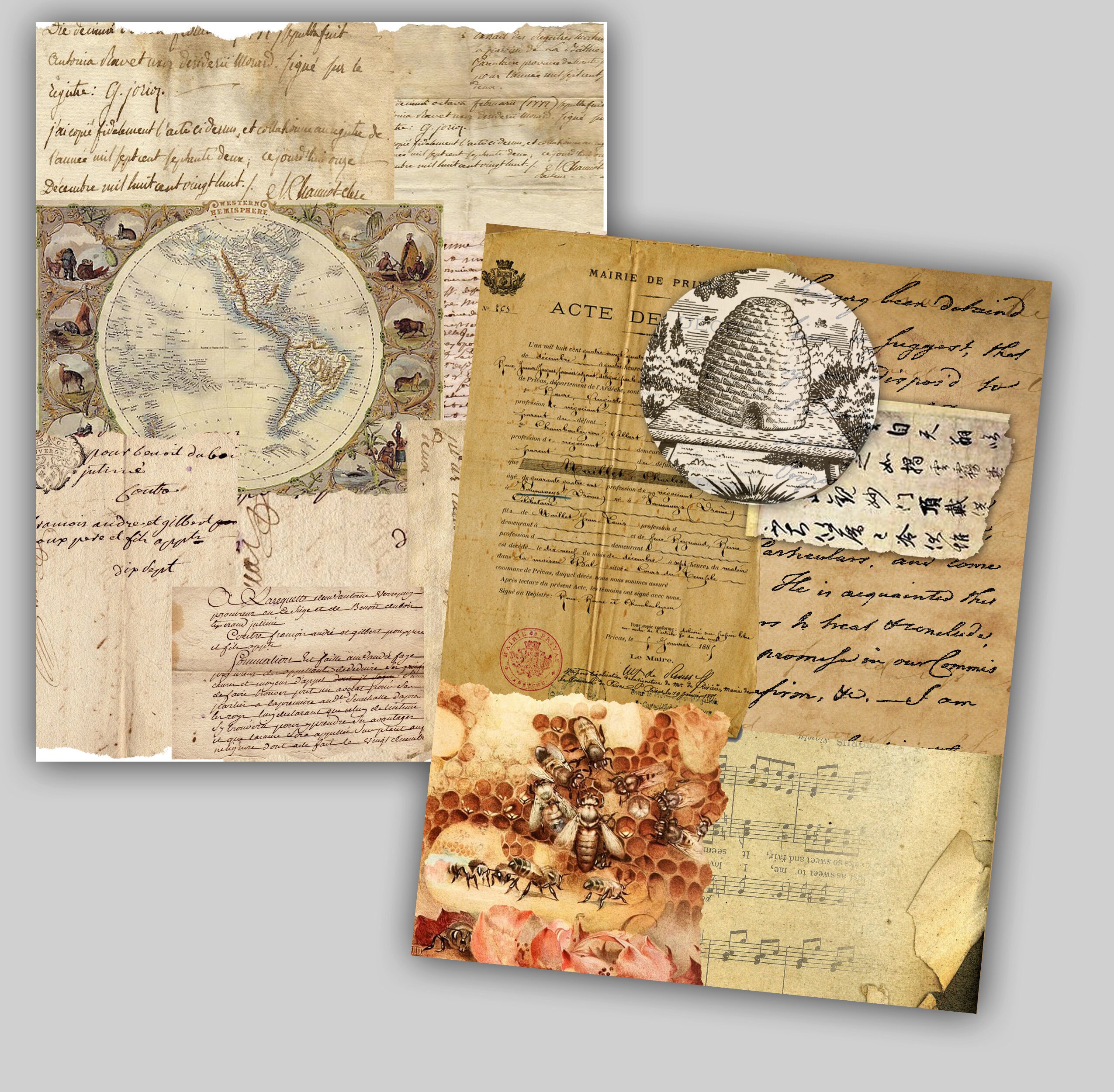 5 Digital Download Backgrounds Tear Sheets Mixed Media 8.5" X 11 ...