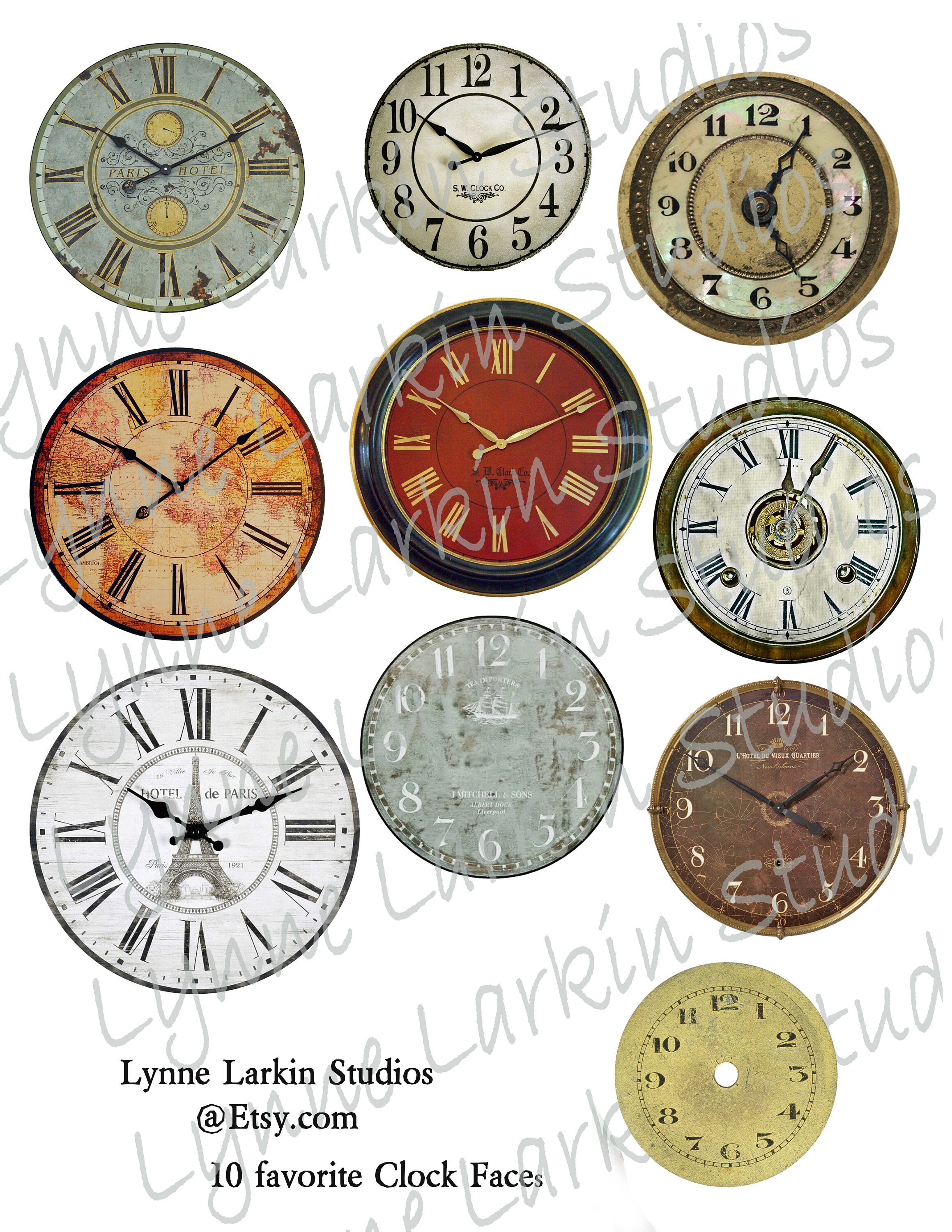 MY FAVORITE CLOCKS Digital Download Elements for Collage, Mixed Media ...