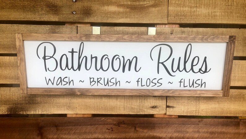Bathroom Rules Sign Bathroom Sign Farmhouse Sign Wood - Etsy