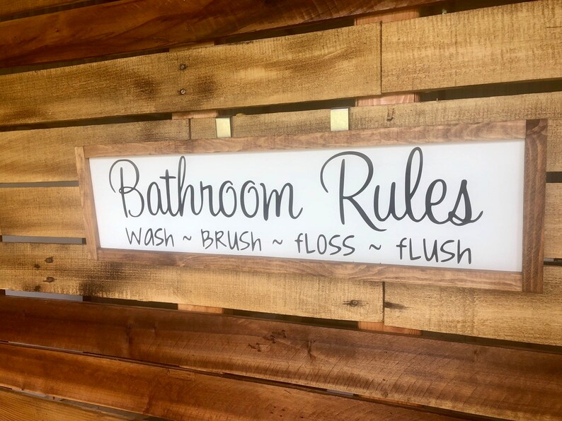 Bathroom Rules Sign Bathroom Sign Farmhouse Sign Wood - Etsy