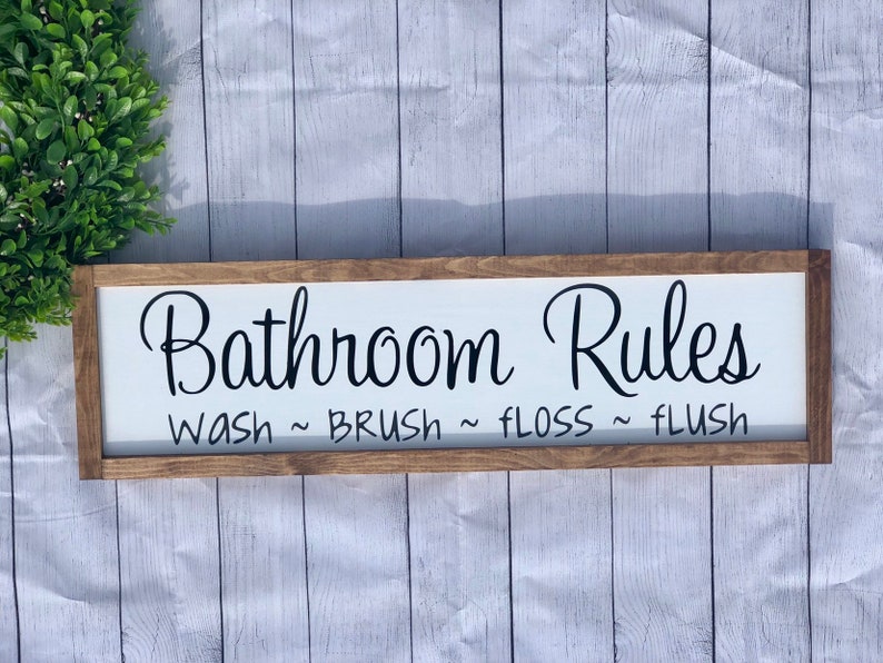 Bathroom Rules Sign Bathroom Sign Farmhouse Sign Wood - Etsy