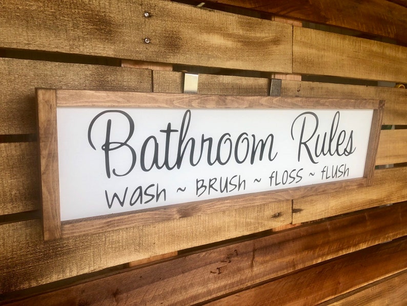 Bathroom Rules Sign Bathroom Sign Farmhouse Sign Wood - Etsy