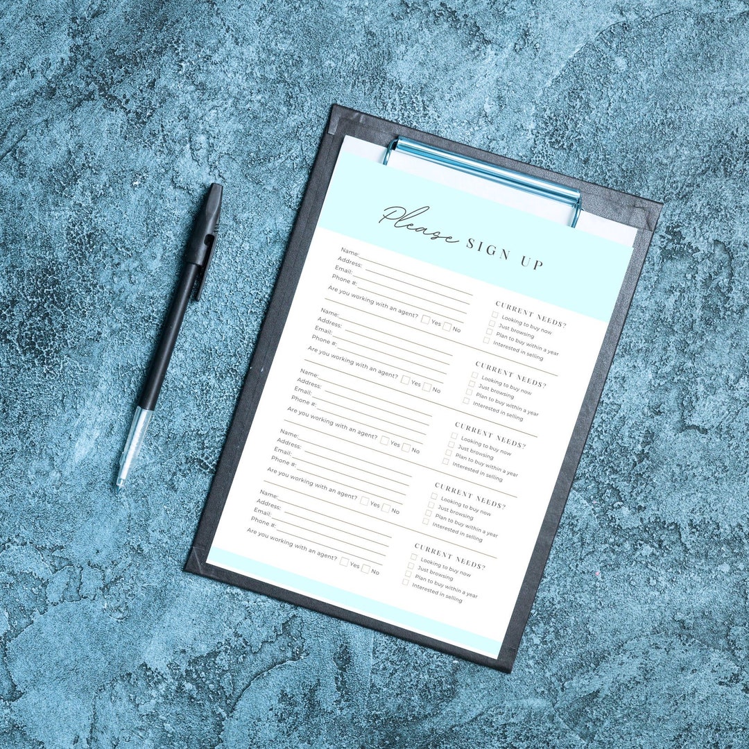 Realtor Sign in Sheet - Capture Client Information Easily With This ...