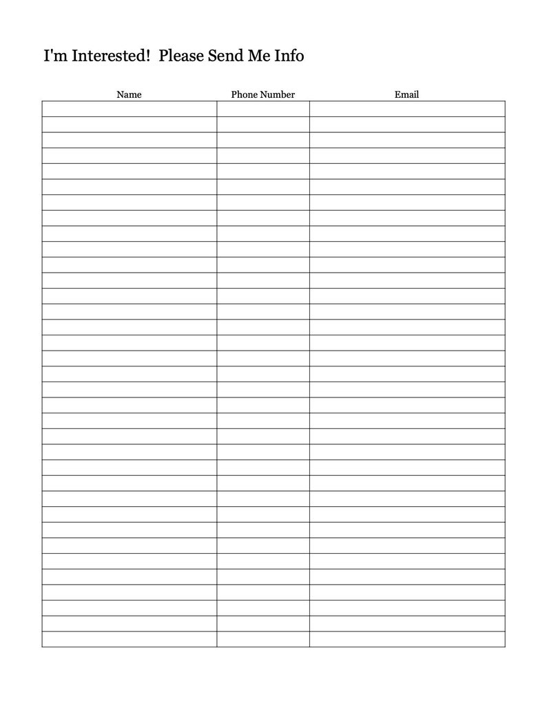 Client Sign up Sheet, Client Sheet, Volunteer Sign up Sheet, Customer Info Sheet, Business Leads ...