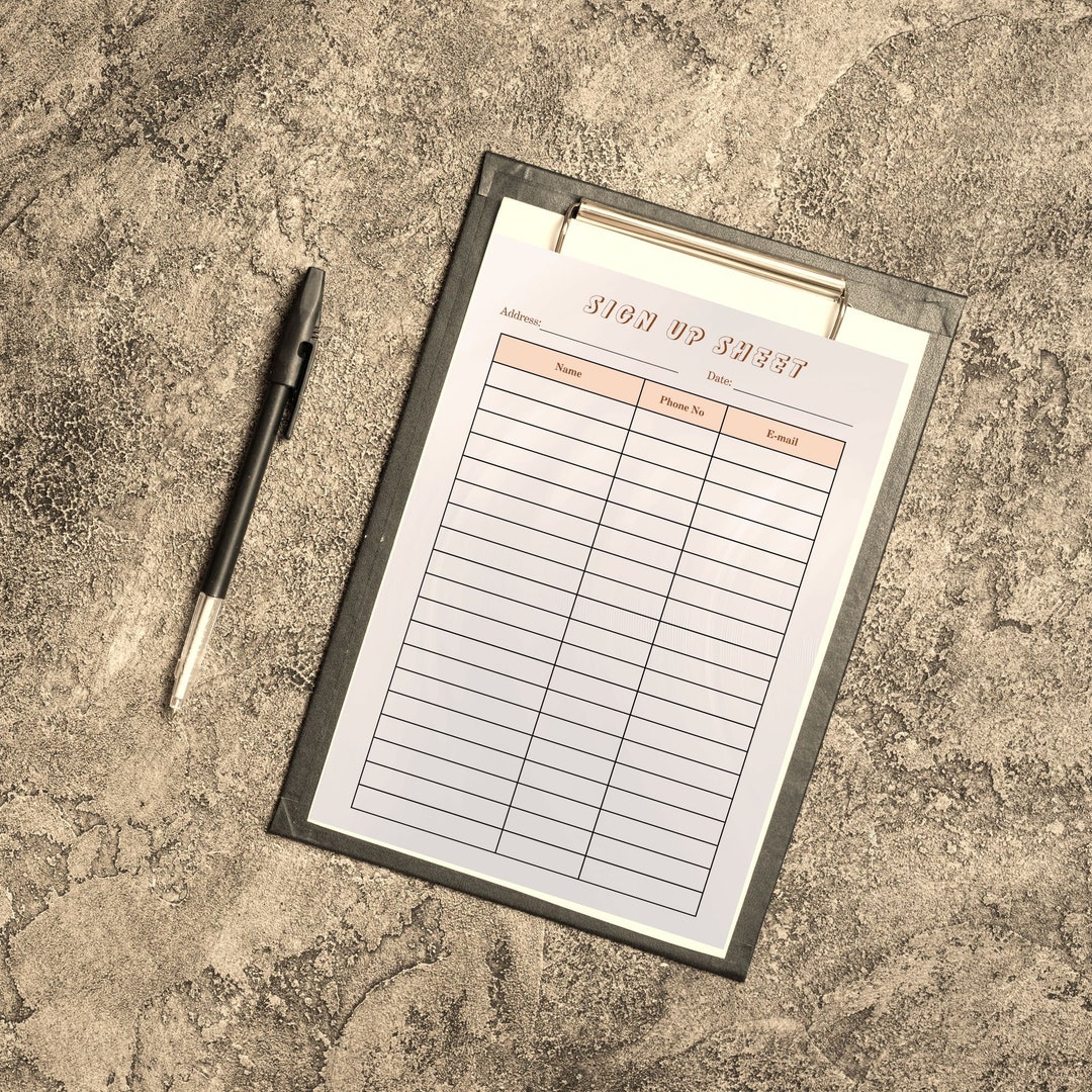 Versatile Printable Sign in Sheet - Ideal for Open Houses, Events, and ...