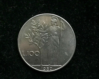 Vintage Italy 1961 Lire 100 Coin Italian Republic.bay Tree Minerva ...