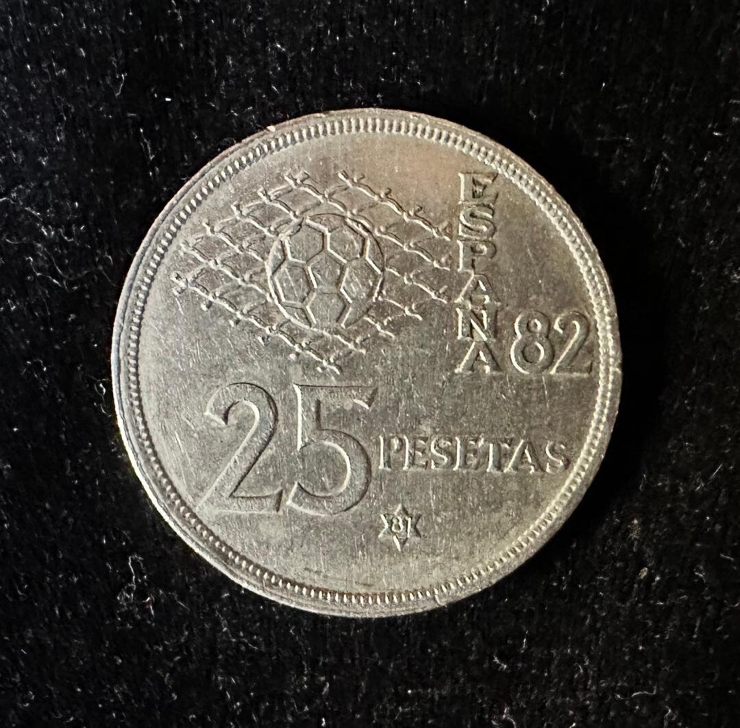 1980 Spain 25 Pesetas PTAS - FIFA World Cup 1982 - Juan Carlos I King ...