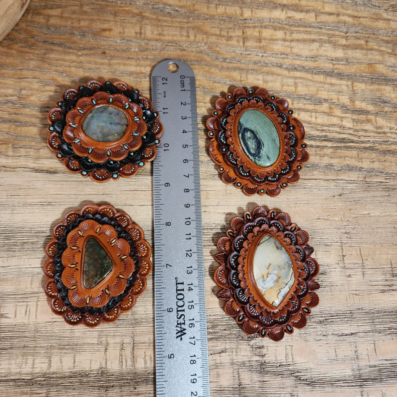 Leather Concho With Gemstones, Leather Concho With Gemstones for Purse ...