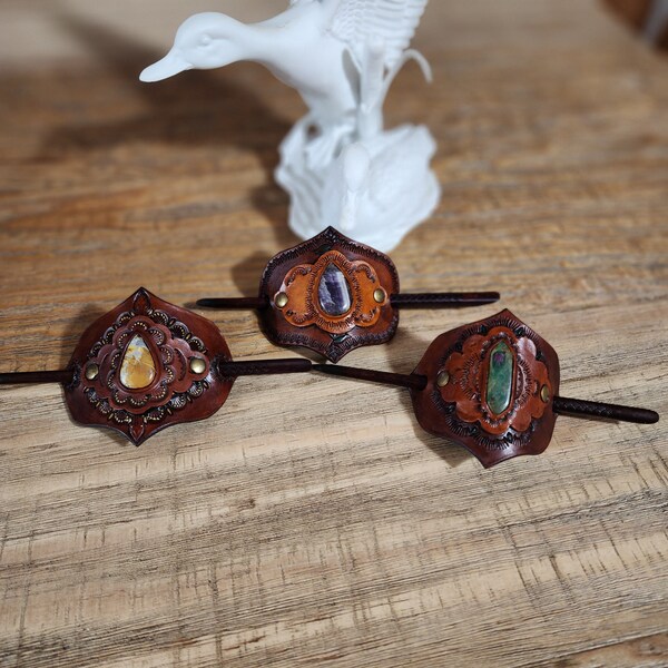 Leather Barrette - Etsy