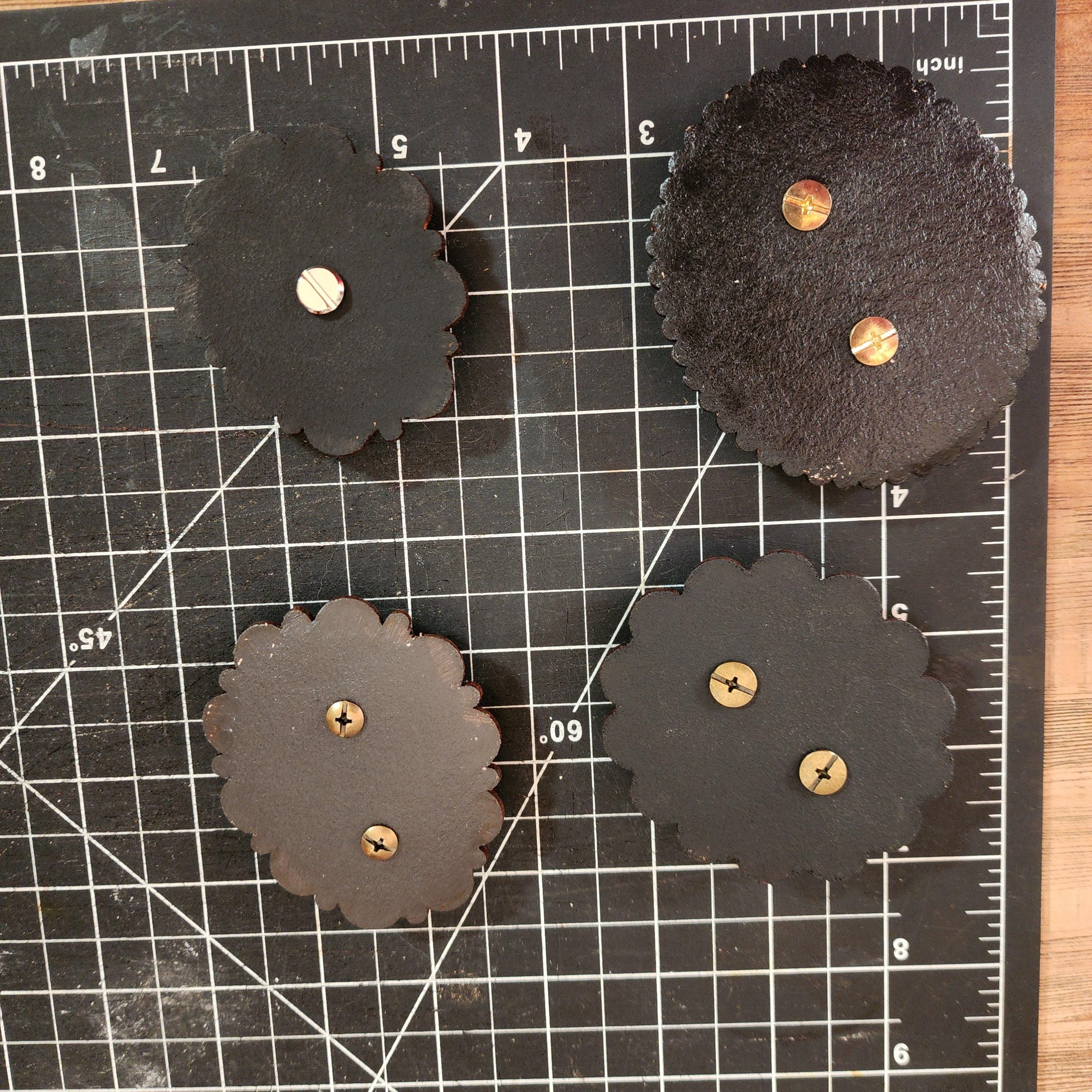 Handmade Tooled Leather Western Conchos With Stones - Etsy