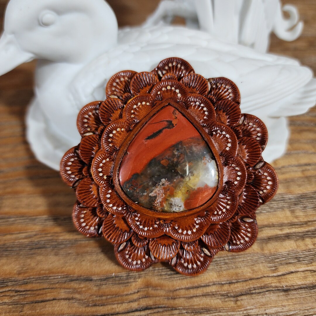 Concho, Handmade Tooled Leather Conchos With Gemstone Inlay for Your ...