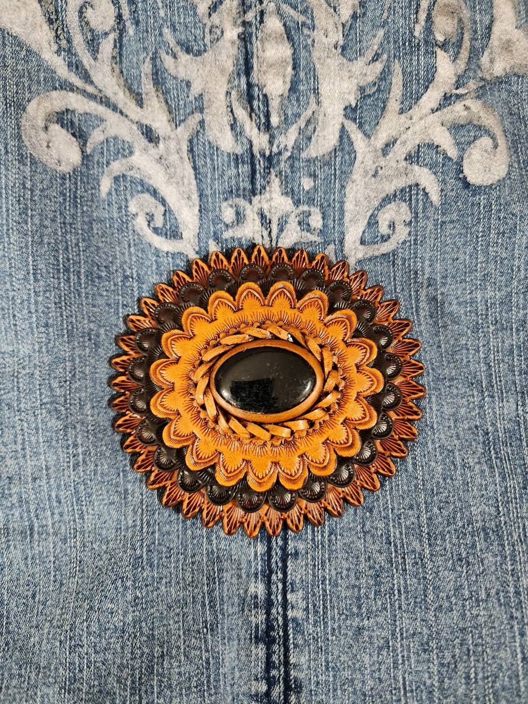 Beautifully Handtooled Leather Conchos With Gemstones Saddle - Etsy