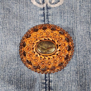 Beautifully Handtooled Leather Conchos With Gemstones, Saddle Concho - Etsy