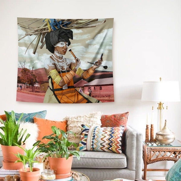 Black Woman African Tapestry Wall Hanging - Etsy
