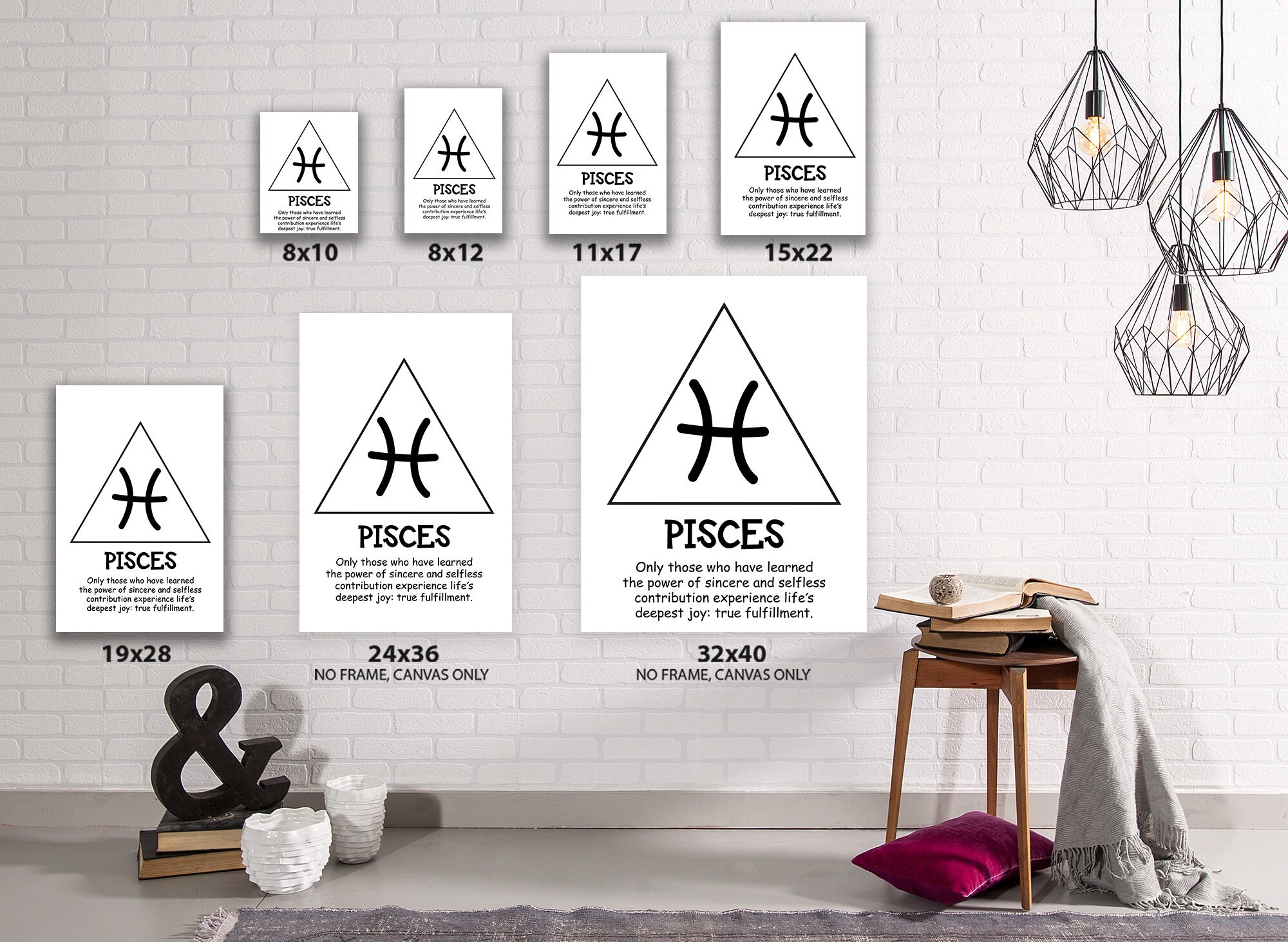 White Pisces Canvas Zodiac Sign Arts Pisces Zodiac Art Astrology Room ...