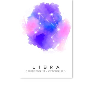 Zodiac Sign Map Libra Poster Zodiac Star Map Art Unique Gift for ...