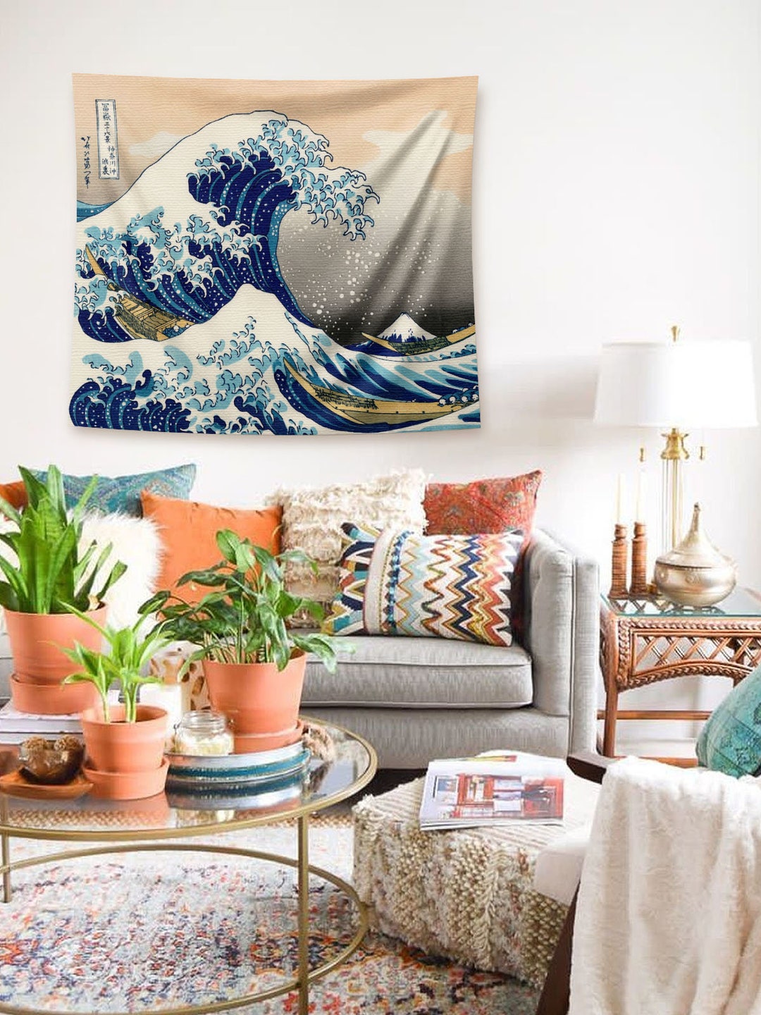 The Great Wave off Kanagawa Wall Tapestry Art Asian Home Decor - Etsy