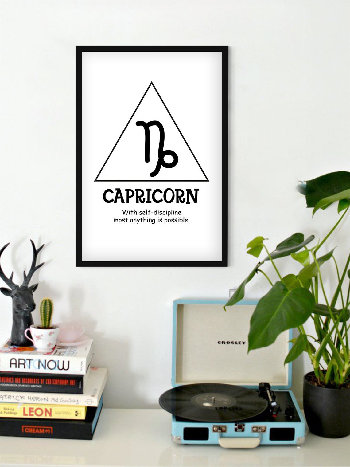 White Capricorn Zodiac Sign Poster Zodiac Capricorn Art Inspiration ...