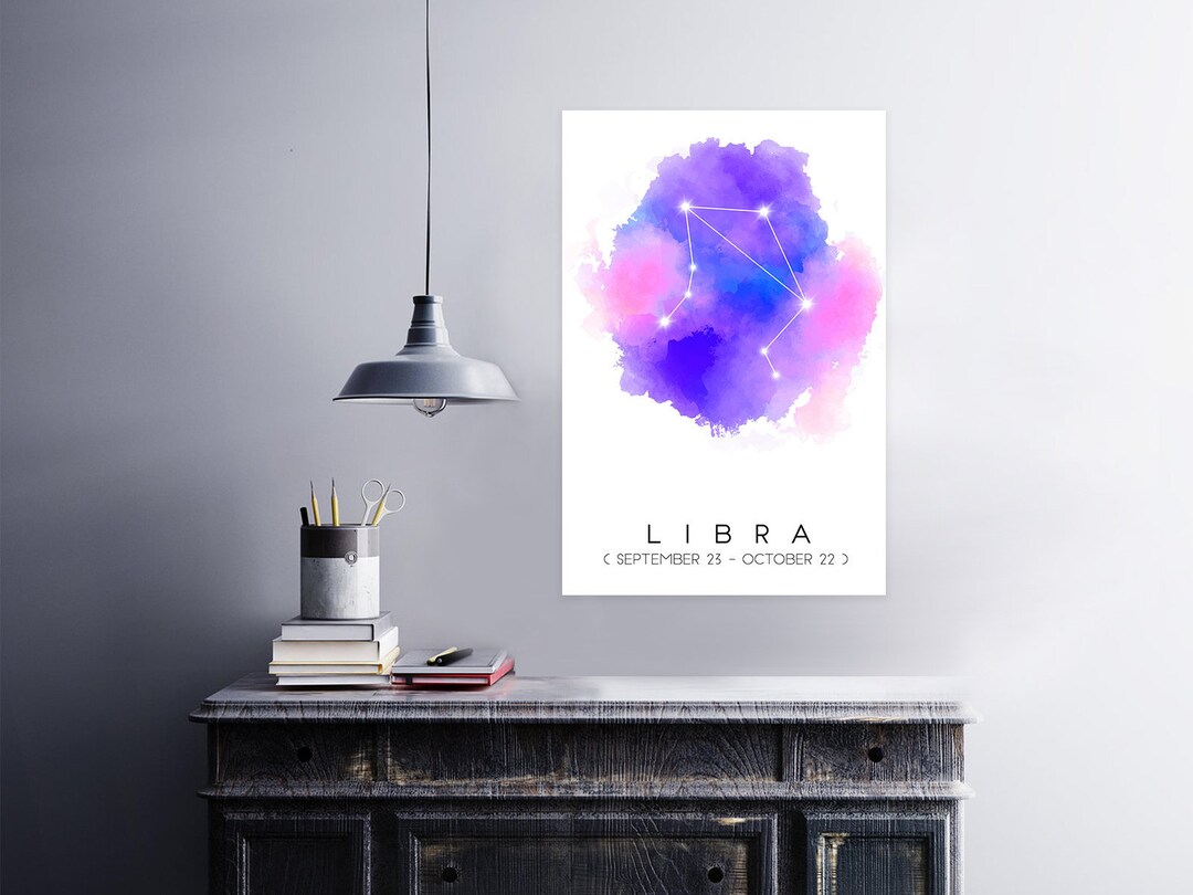 Zodiac Sign Map Libra Poster Zodiac Star Map Art Unique Gift for ...