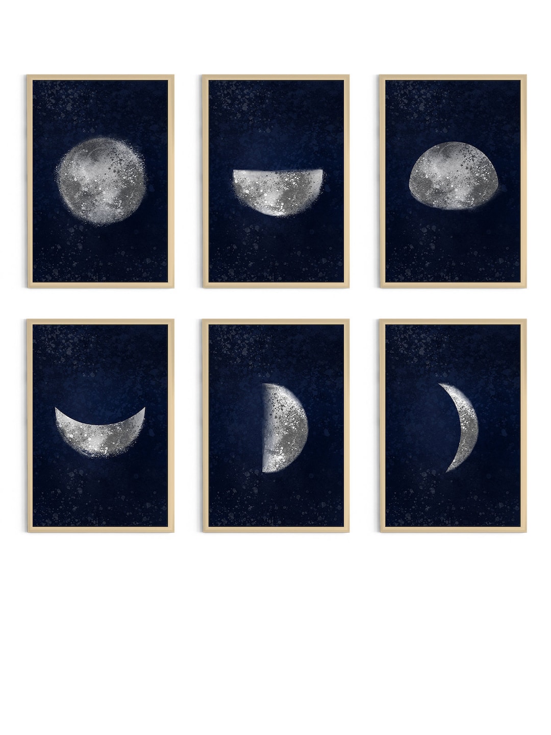 Astronomy Wall Moon Set of 6 Poster Phases of the Moon Art Ideal Gift ...