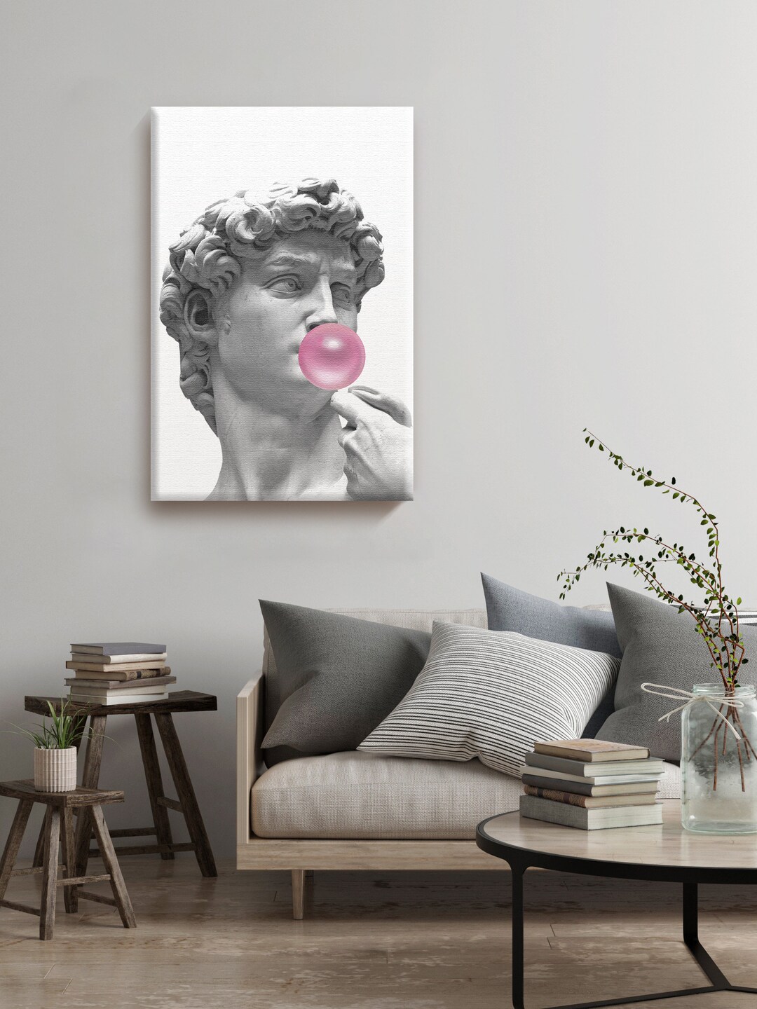 David Canvas Wall Decor. Renaissance Sculpture. Funny Collage. David ...