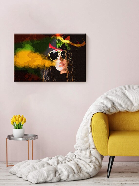Weed Girl Painting. Weed Canvas. Colorful Artwork. Weed Wall - Etsy