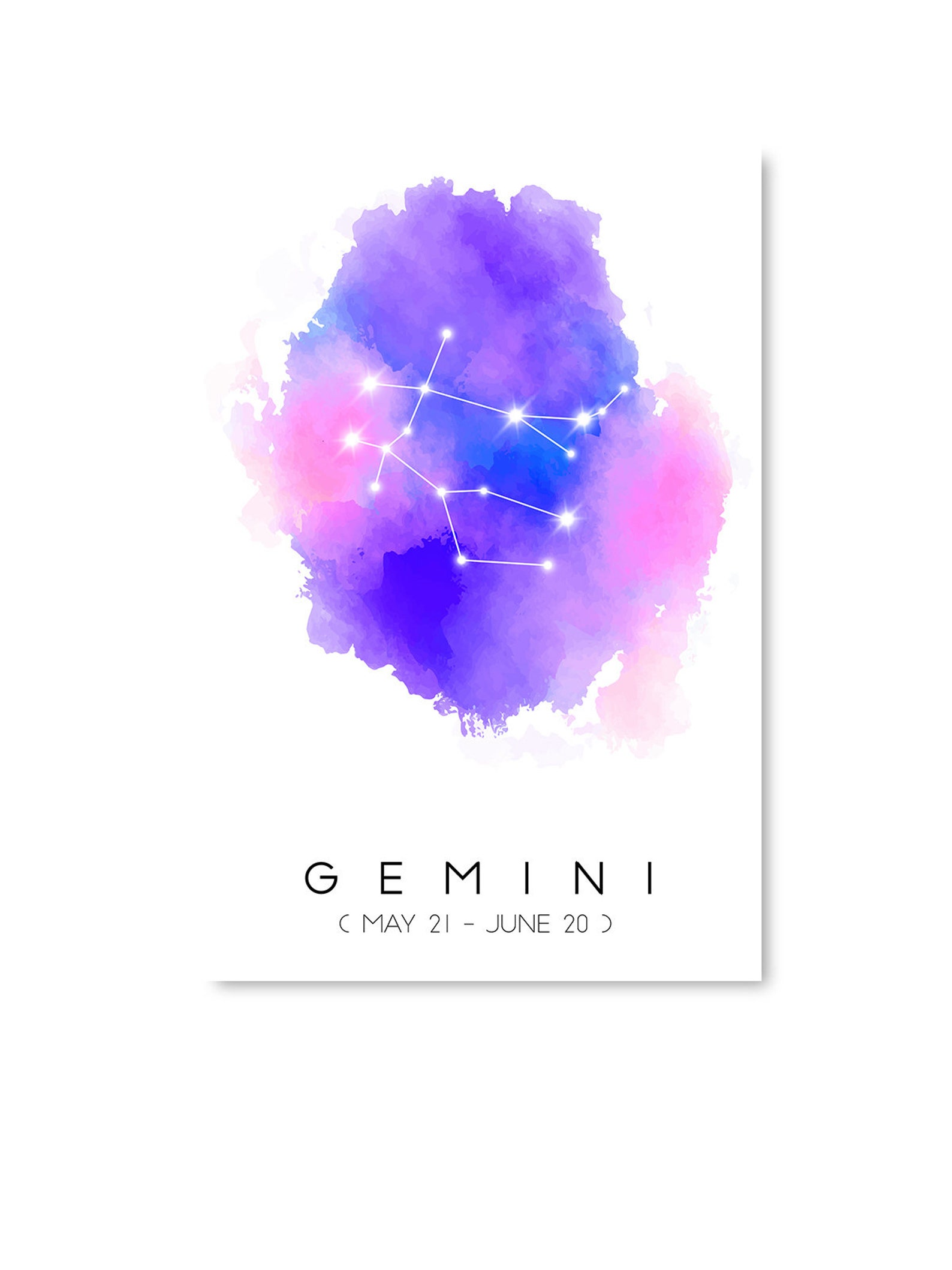 Zodiac Sign Map Gemini Poster Zodiac Star Map Art Unique Gift - Etsy