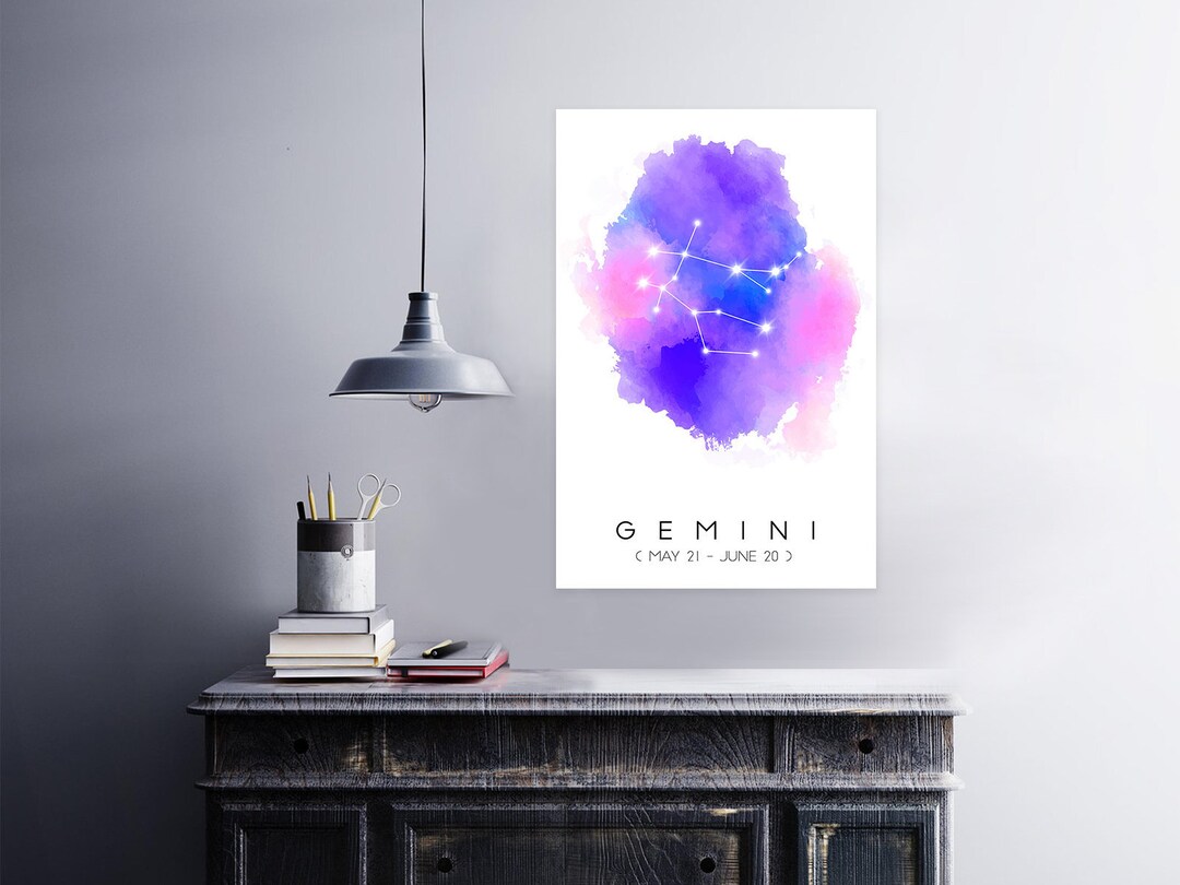 Zodiac Sign Map Gemini Poster Zodiac Star Map Art Unique Gift for ...