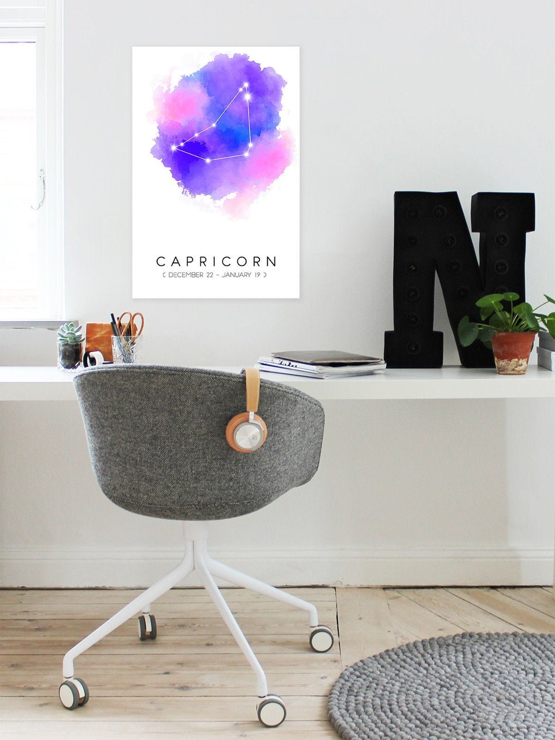 Zodiac Sign Map Capricorn Poster Zodiac Star Map Art Unique Gift for ...