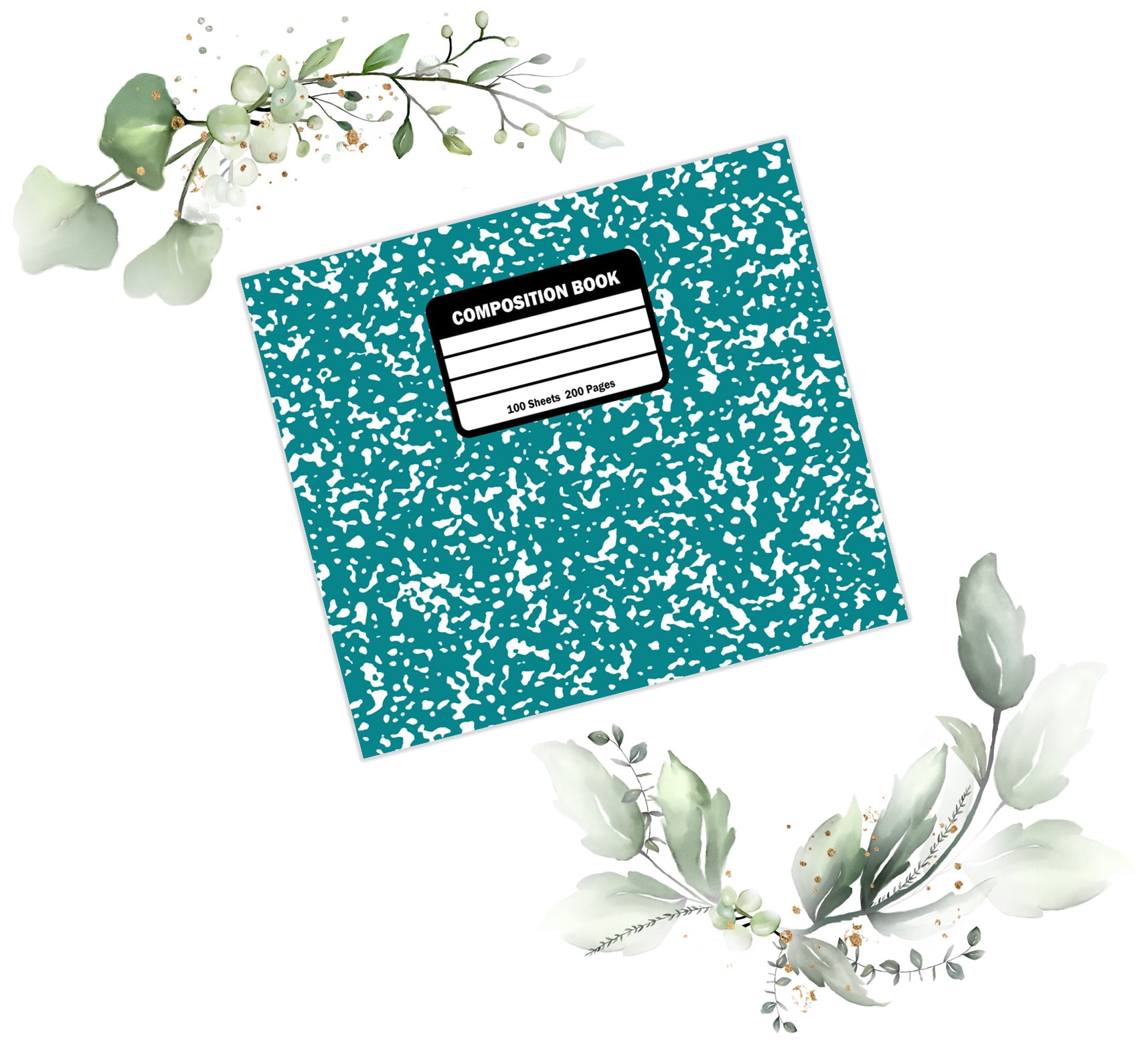 Teal Composition Notebook Pattern Back to School Skinny Wrap PNG ...