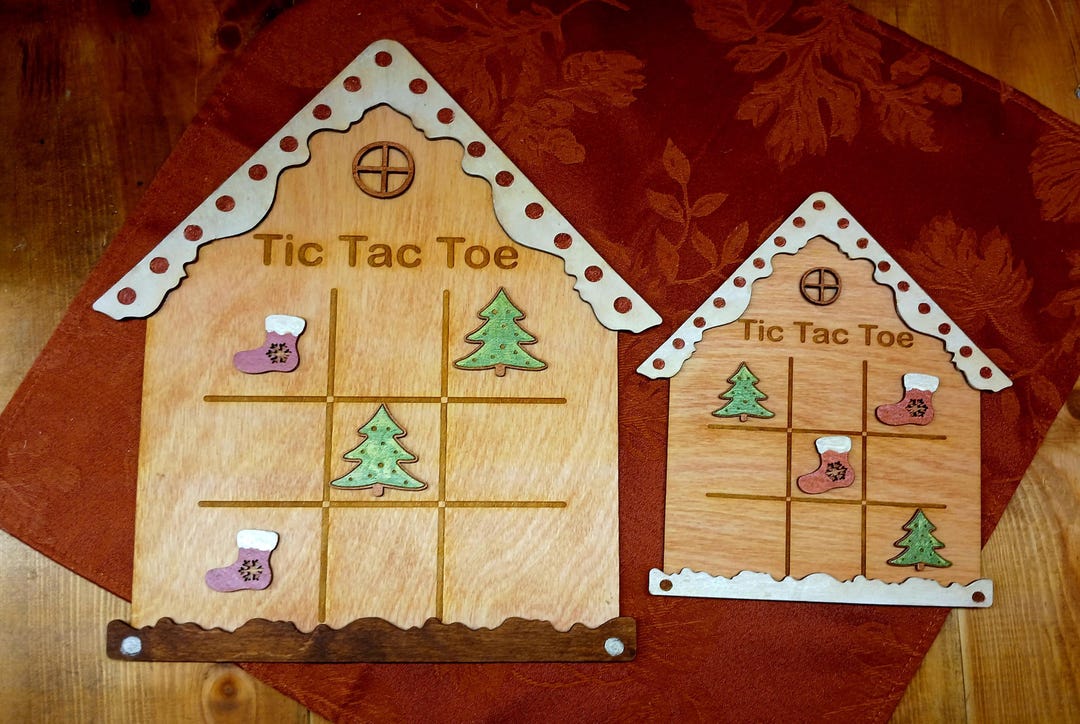 Large Handcrafted Christmas Tic Tac Toe Wooden Game / Tic Tac Toe ...